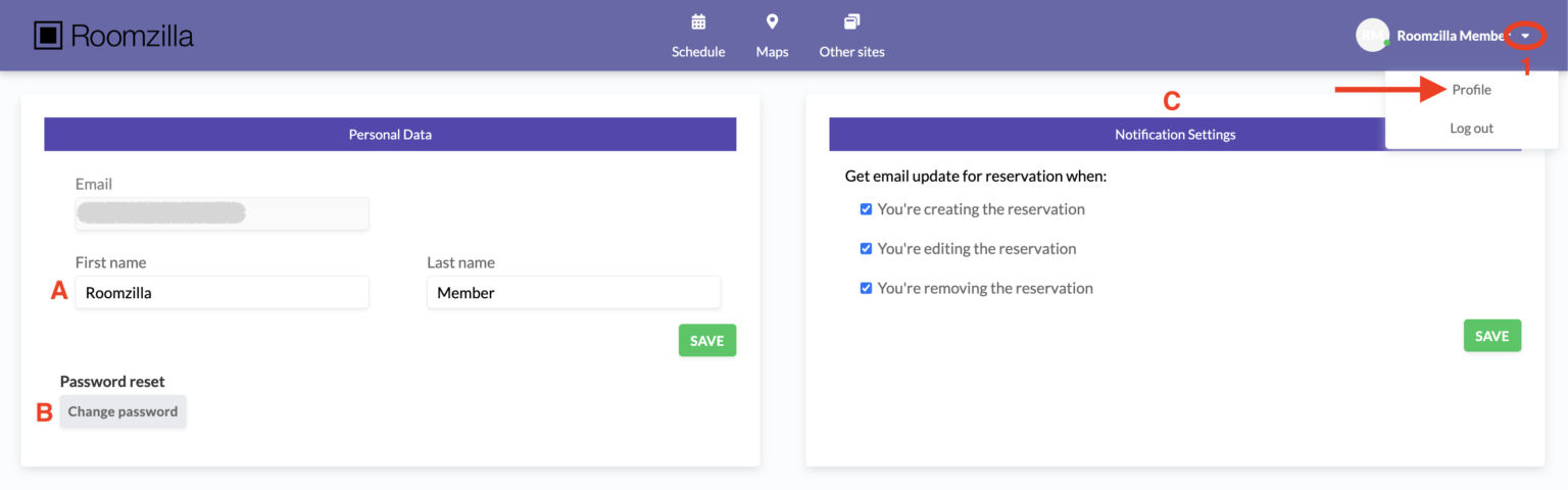 Profile section explained - Roomzilla | Smart workplace management system